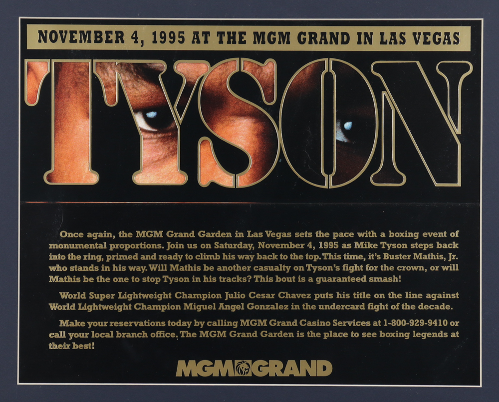 Mike Tyson Signed Everlast Boxing Glove with Original MGM Grand Fight ...