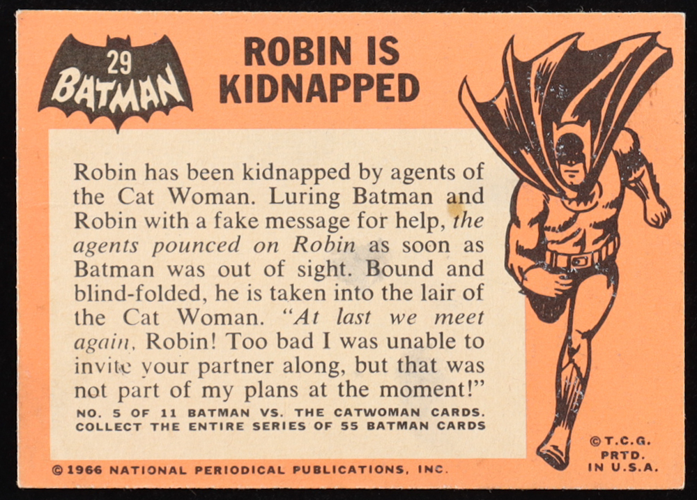 Robin is Kidnapped 1966 Topps Batman Black Bat #29 | Pristine Auction