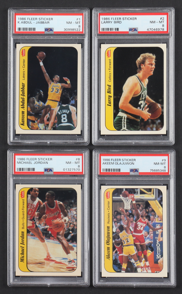 1986-87 Fleer Stickers Basketball Complete Set of (11) Cards ALL Graded ...