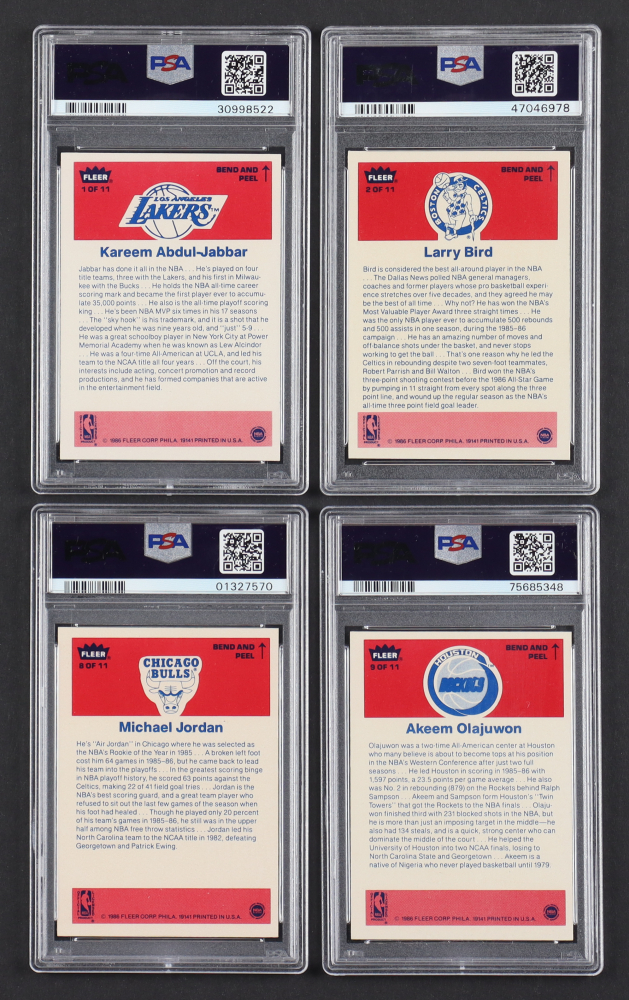 1986-87 Fleer Stickers Basketball Complete Set of (11) Cards ALL Graded ...