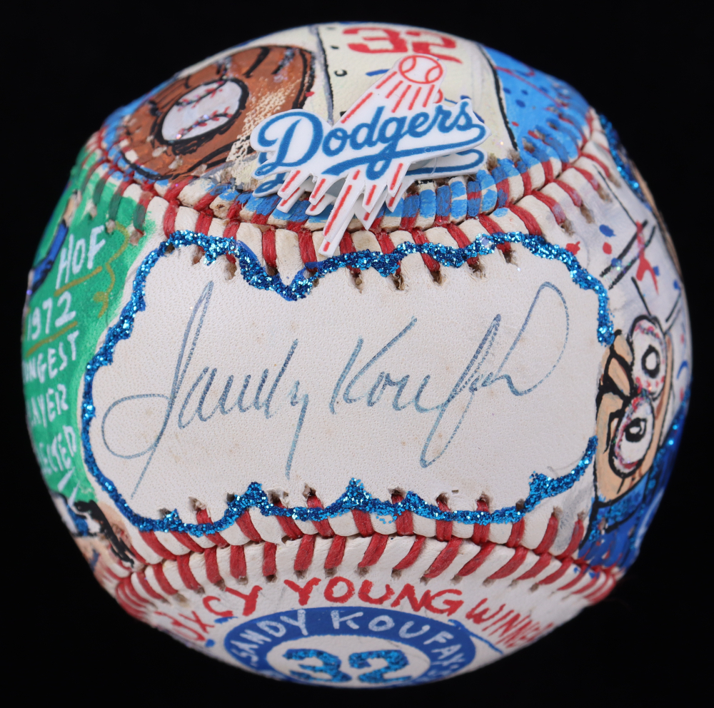 Sandy Koufax Signed Baseball Hand-Painted by Renowned Pop Artist ...