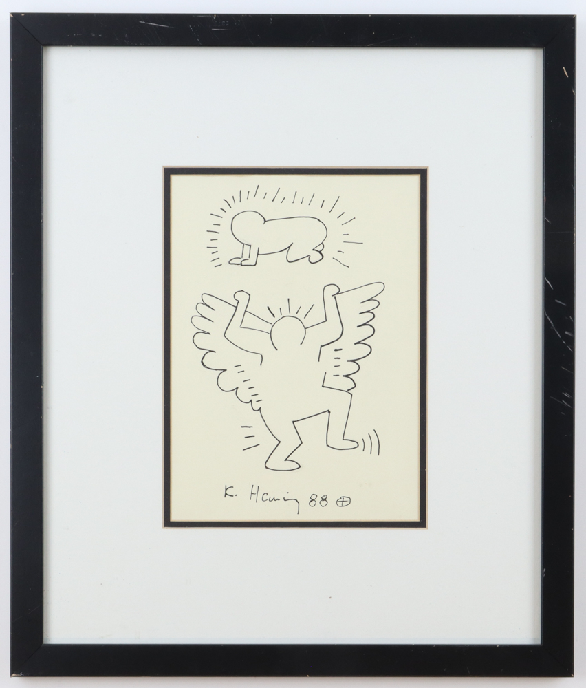 Keith Haring Signed 1987 "Untitled 88" Custom Framed Original Artwork ...
