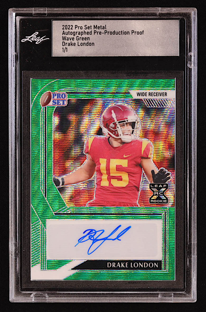 Drake London 2022 Pro Set Metal Autograph Green Wave Pre-Production ...