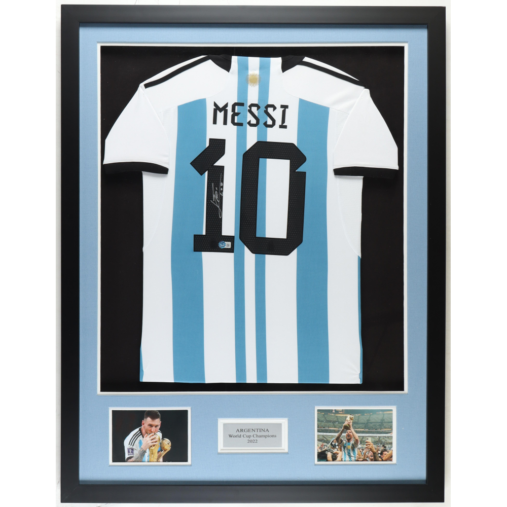 Lionel Messi Signed Team Argentina Custom Framed Jersey Display ...