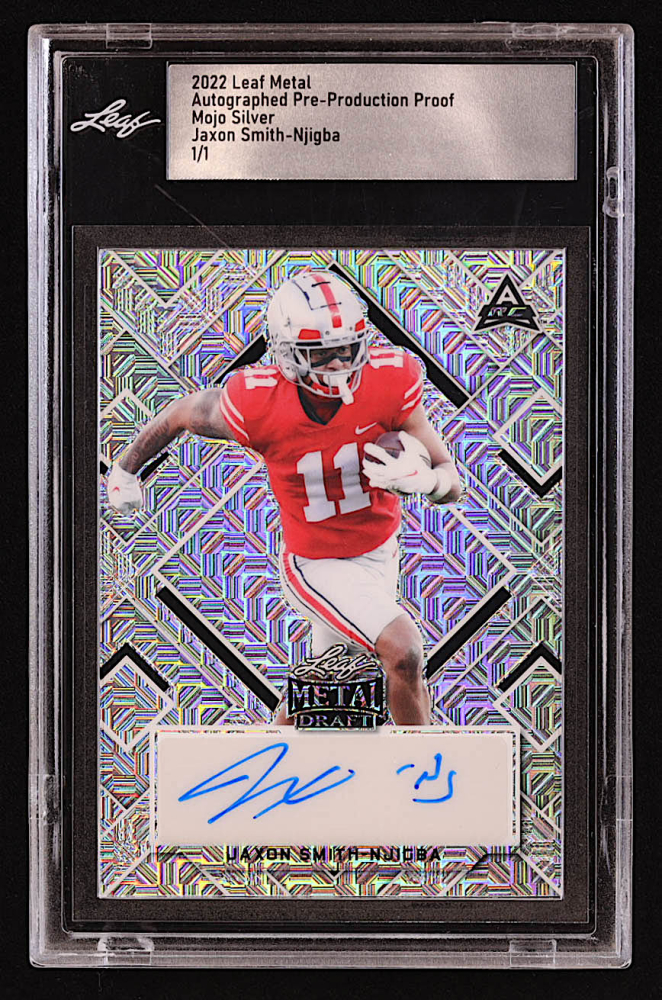 Jaxon-Smith Njigba 2022 Leaf Metal Autograph Silver Mojo Pre-Production ...