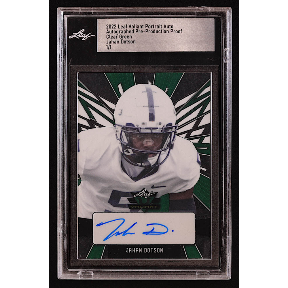 Jahan Dotson 2022 Leaf Valiant Portrait Autograph Clear Green Pre ...
