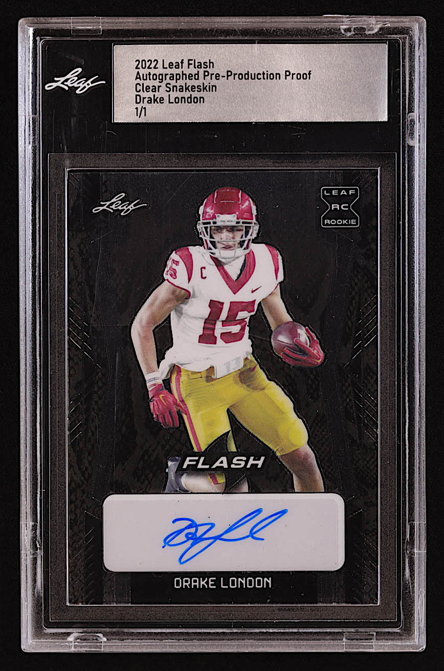 Drake London 2022 Leaf Flash Autograph Clear Snakeskin Pre-Production ...