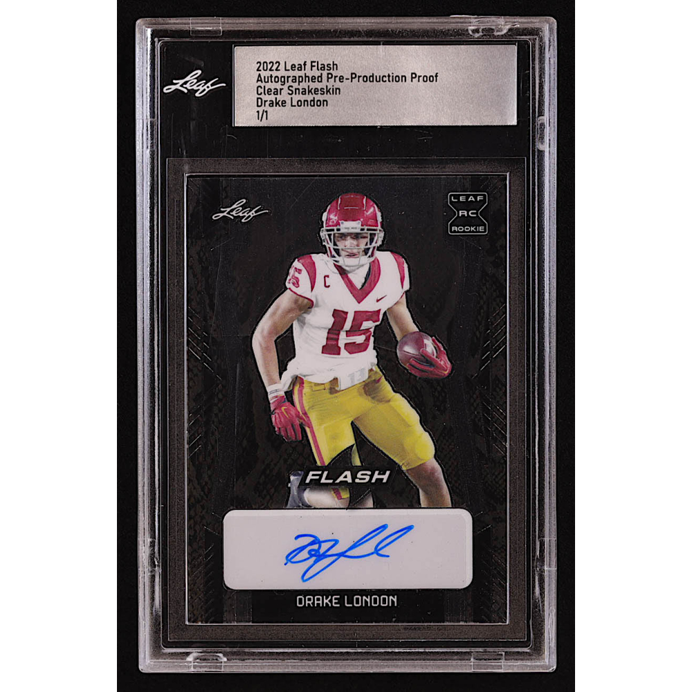 Drake London 2022 Leaf Flash Autograph Clear Snakeskin Pre-Production ...