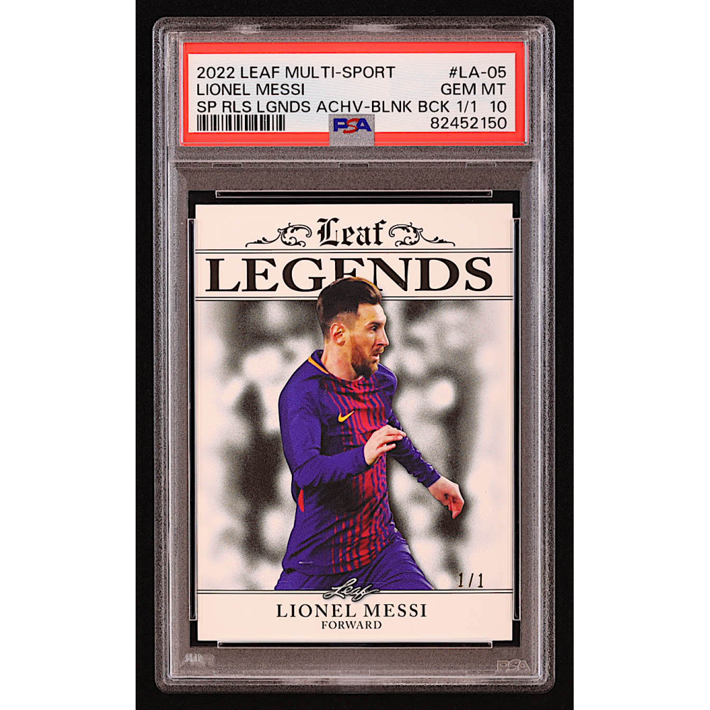 Lionel Messi 2022 Leaf Legends Achievement Blank Back #LA05 #1/1 (PSA ...