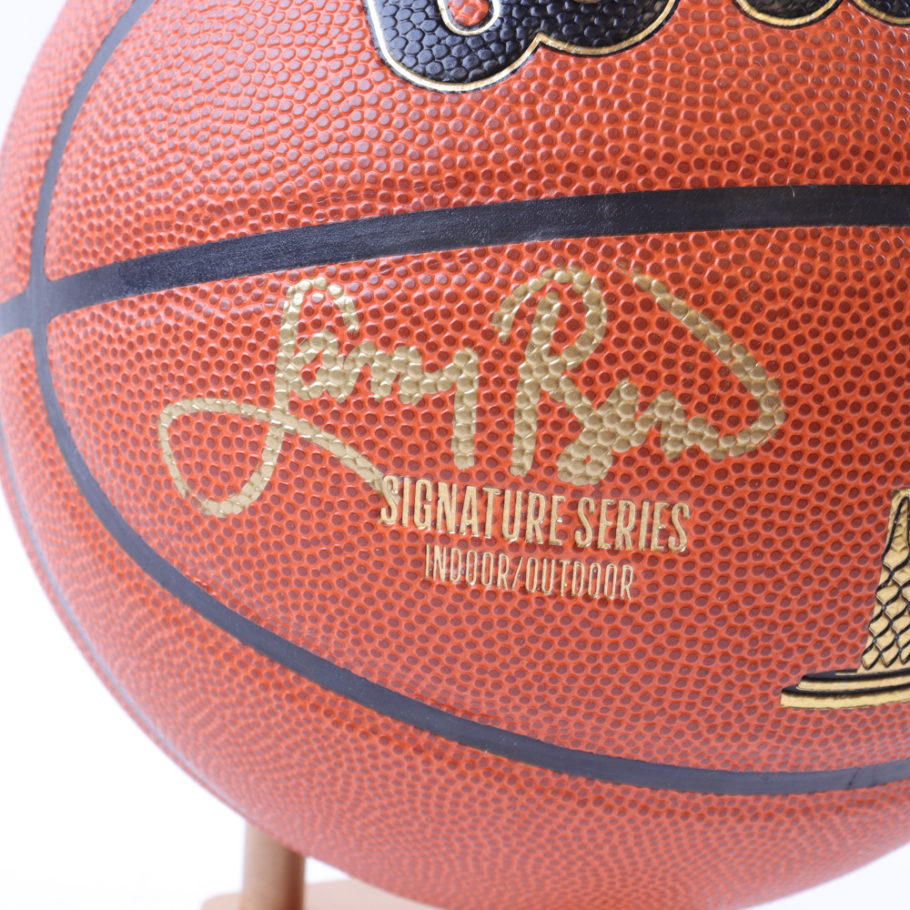 Larry Bird Signed NBA Finals Logo Basketball With Gold Wood Display ...