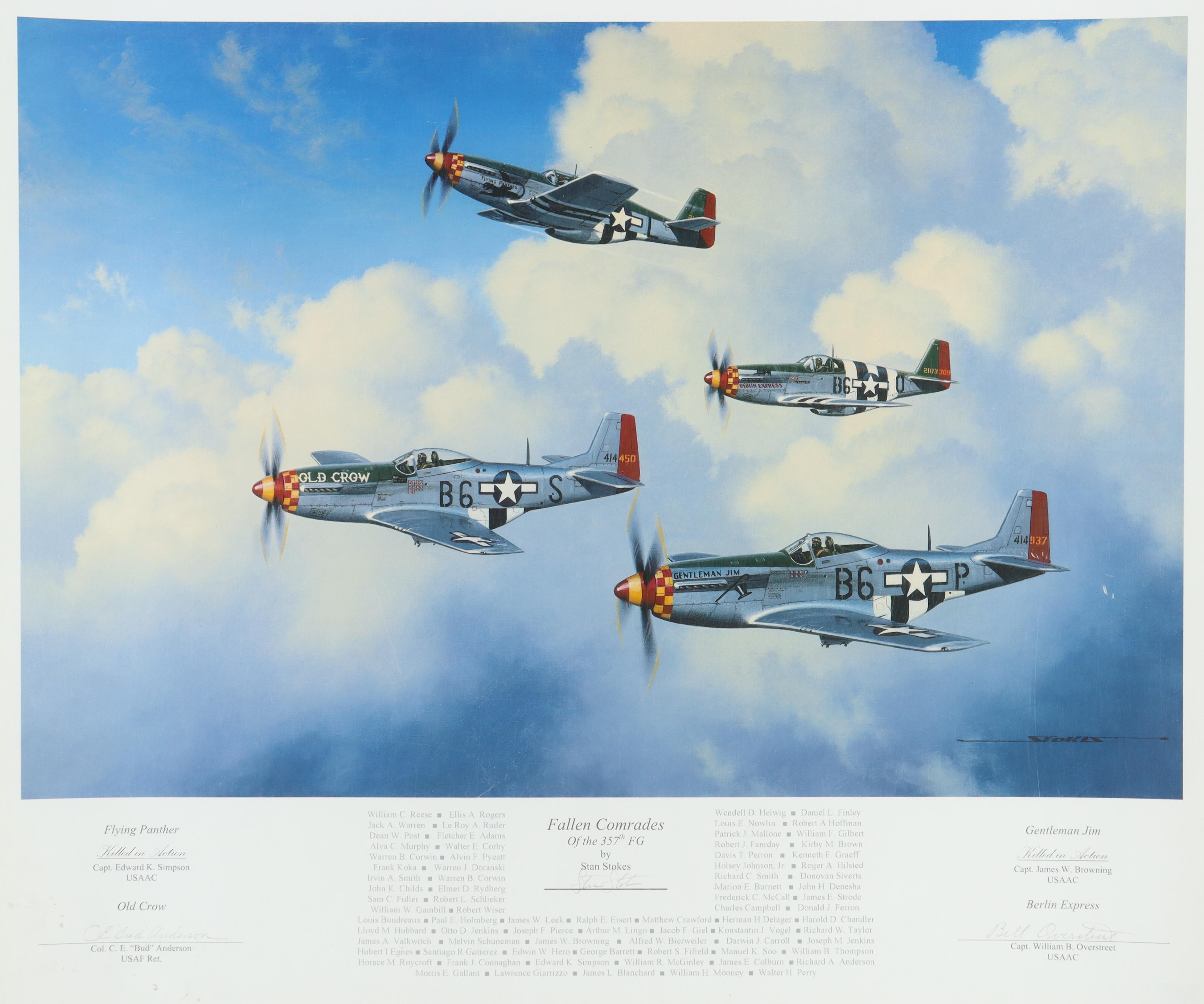 Stan Stokes Lithograph Signed By CE Bud Anderson & Bill Overstreet (AIV ...