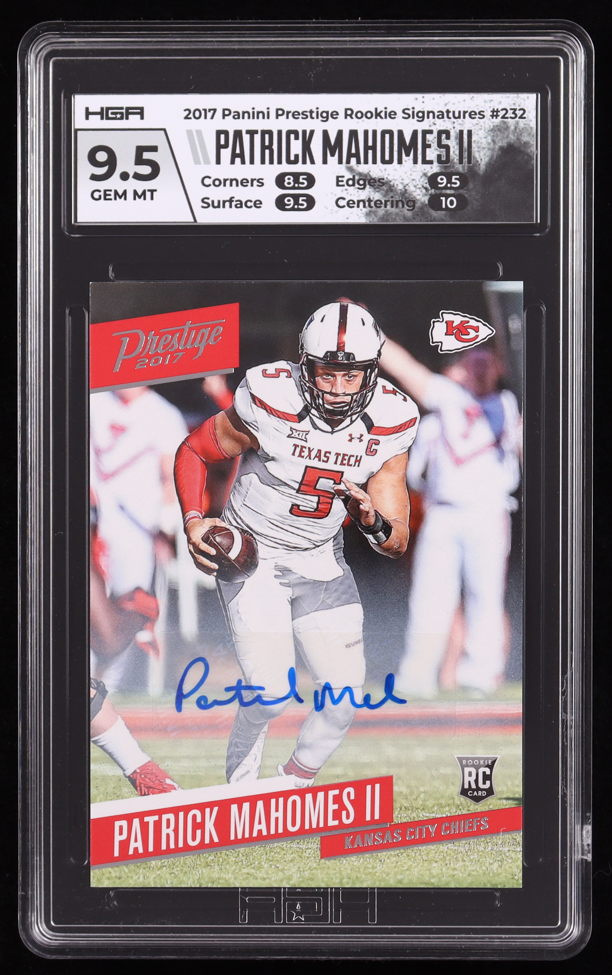 Patrick Mahomes II 2017 Prestige Rookie Autographs #232 RC (HGA 9.5 ...