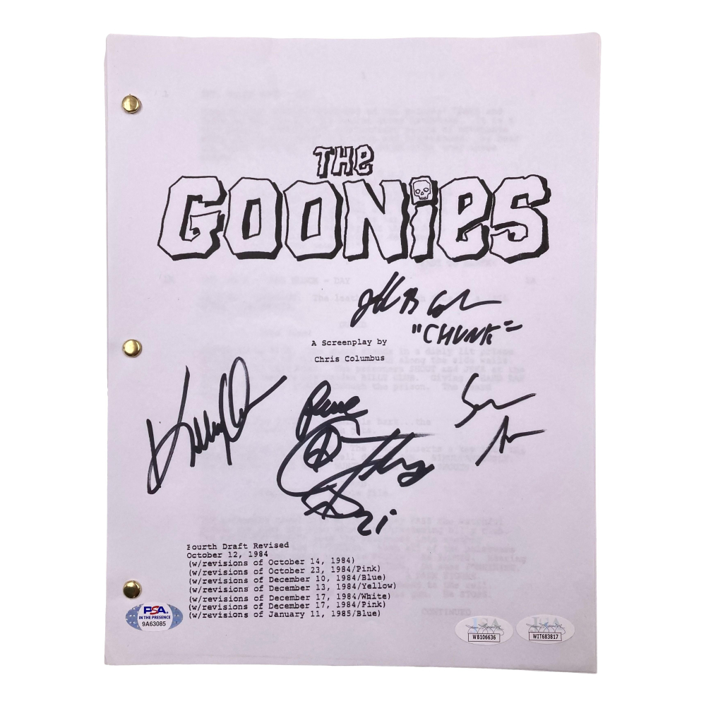 "The Goonies" Movie Script Signed & Inscribed By (4) with Sean Astin ...