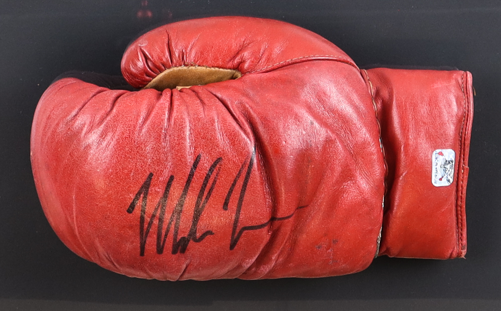 Mike Tyson Signed Custom Framed Spalding Boxing Glove Display With ...