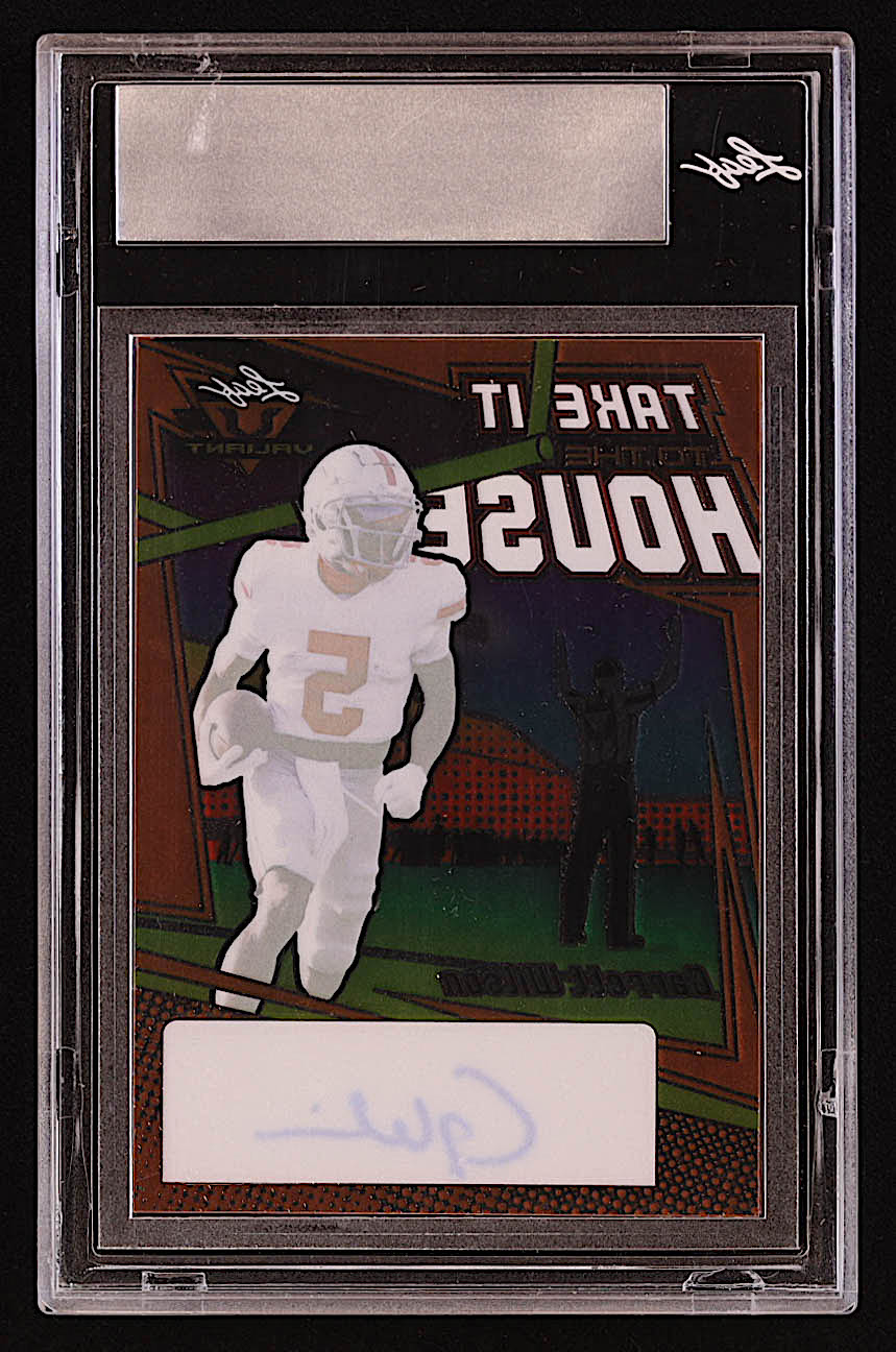 Garrett Wilson 2022 Leaf Valiant Take House Autograph Clear Orange Pre ...