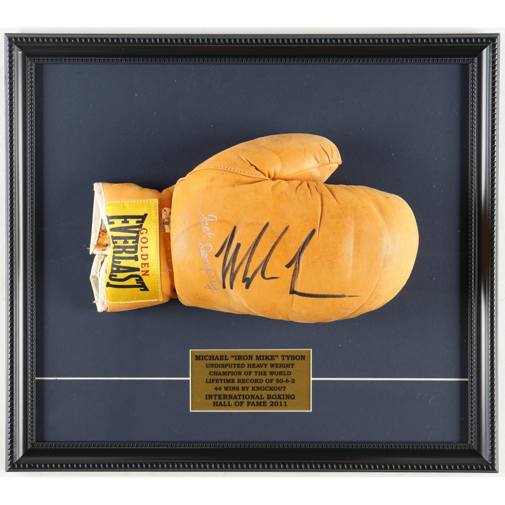 Mike Tyson Signed Custom Framed Vintage Everlast 1950's Jack Dempsey ...