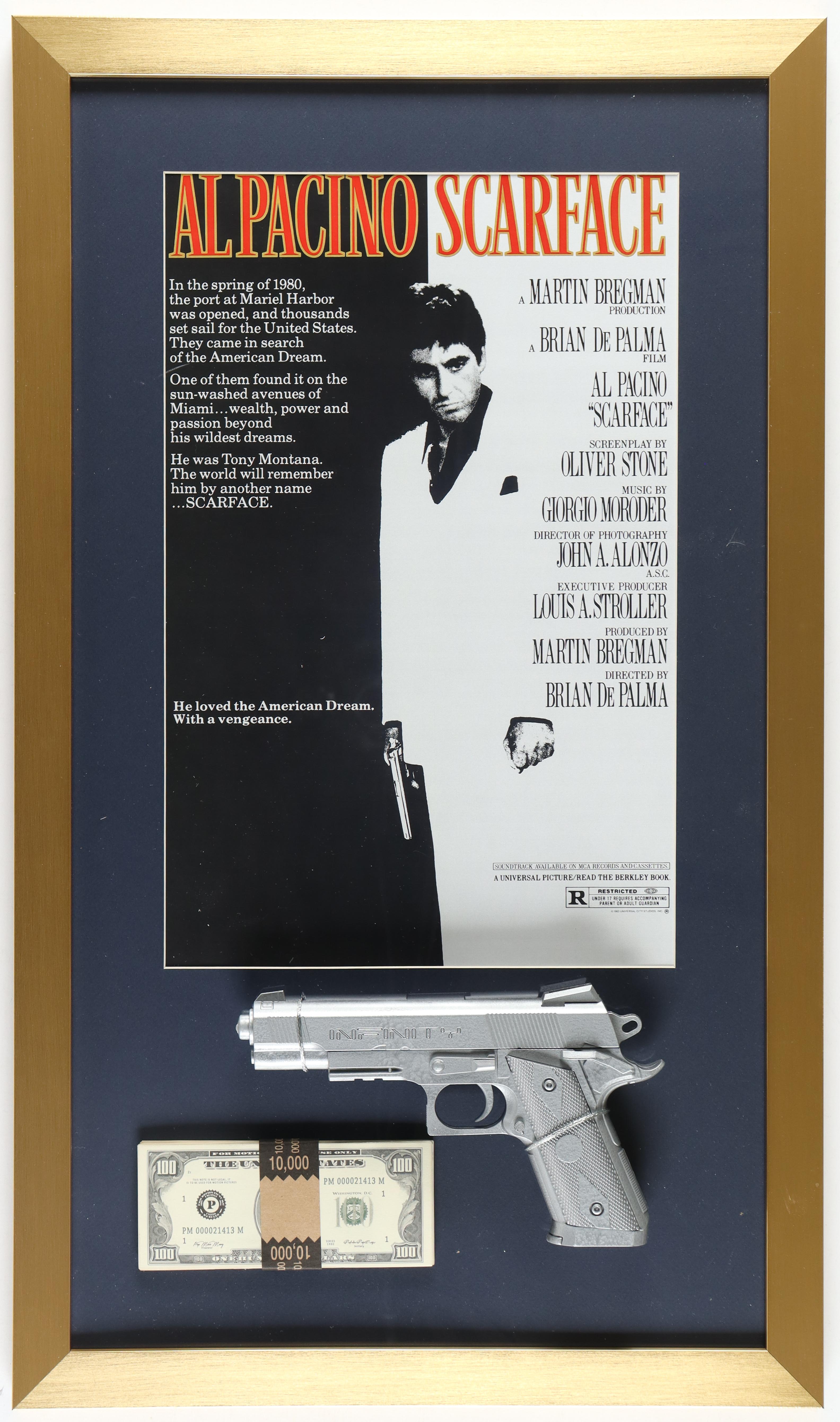 "Scarface" Custom Framed Movie Poster Display with Movie Prop Replica ...