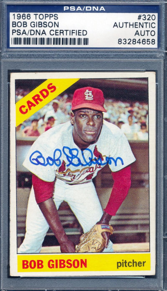 Bob Gibson Signed 1966 Topps #320 (PSA) | Pristine Auction