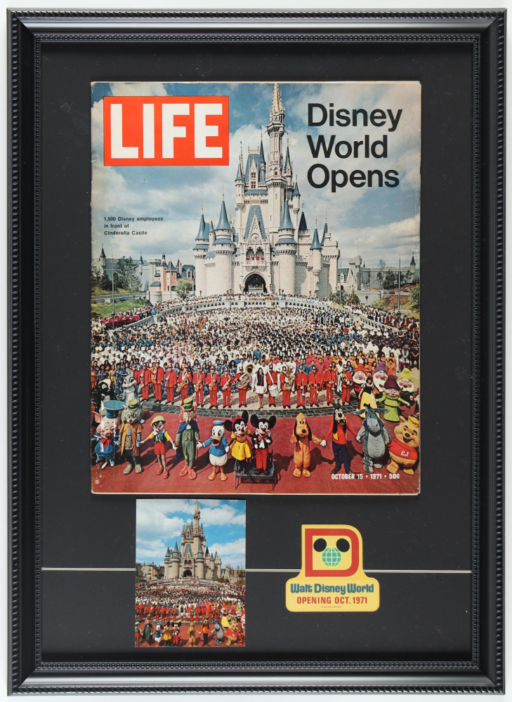 1971 "Disney World Opens" Life Magazine Custom Framed Display with ...