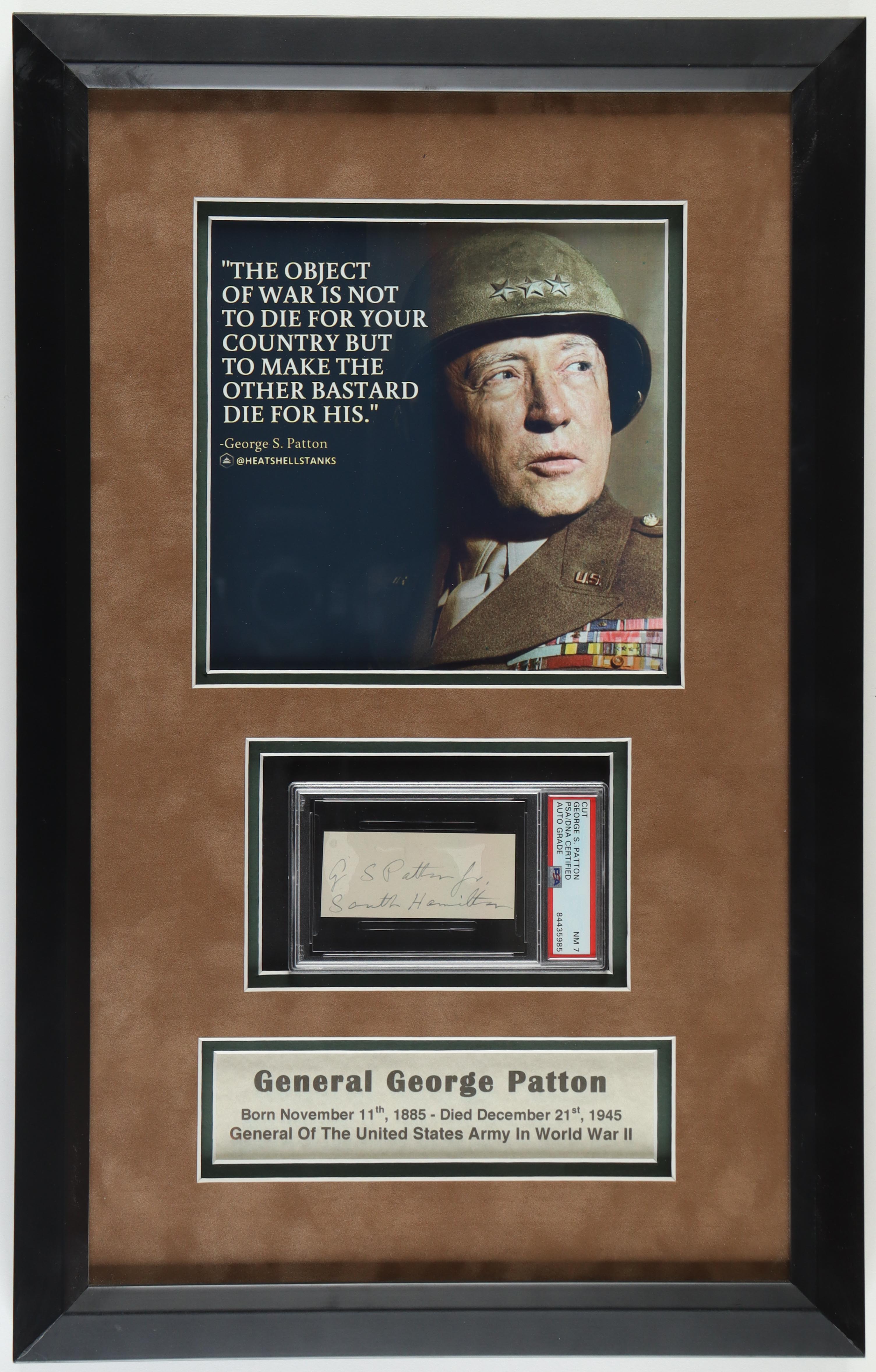 General George S. Patton Signed Custom Framed Cut Display Inscribed ...