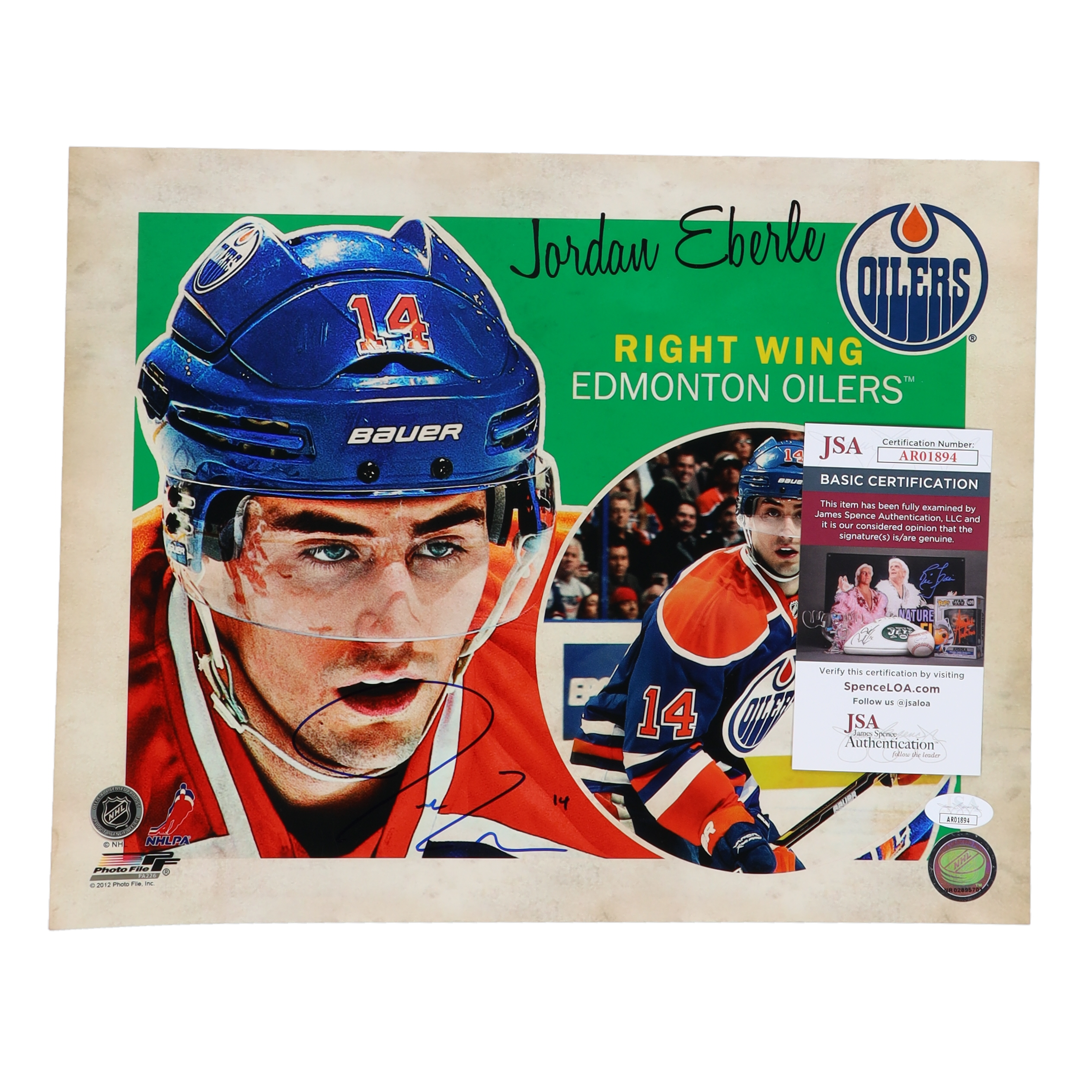 Jordan Eberle Signed Oilers 11x14 Photo (JSA) | Pristine Auction