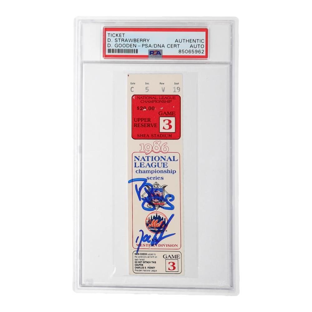 Darryl Strawberry & Dwight Gooden Signed 1986 NLCS Ticket (PSA ...