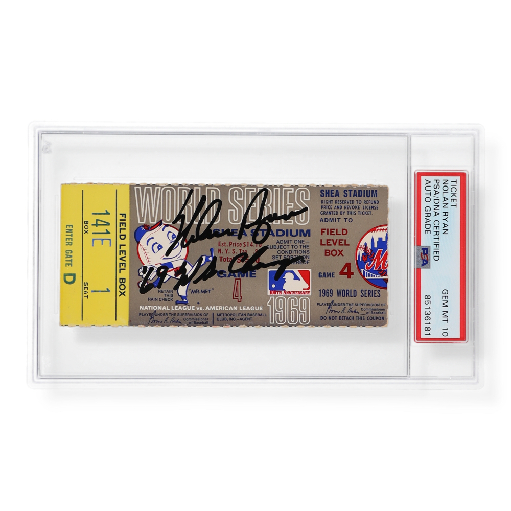 Nolan Ryan Signed 1969 World Series Game 4 Shea Stadium Ticket ...