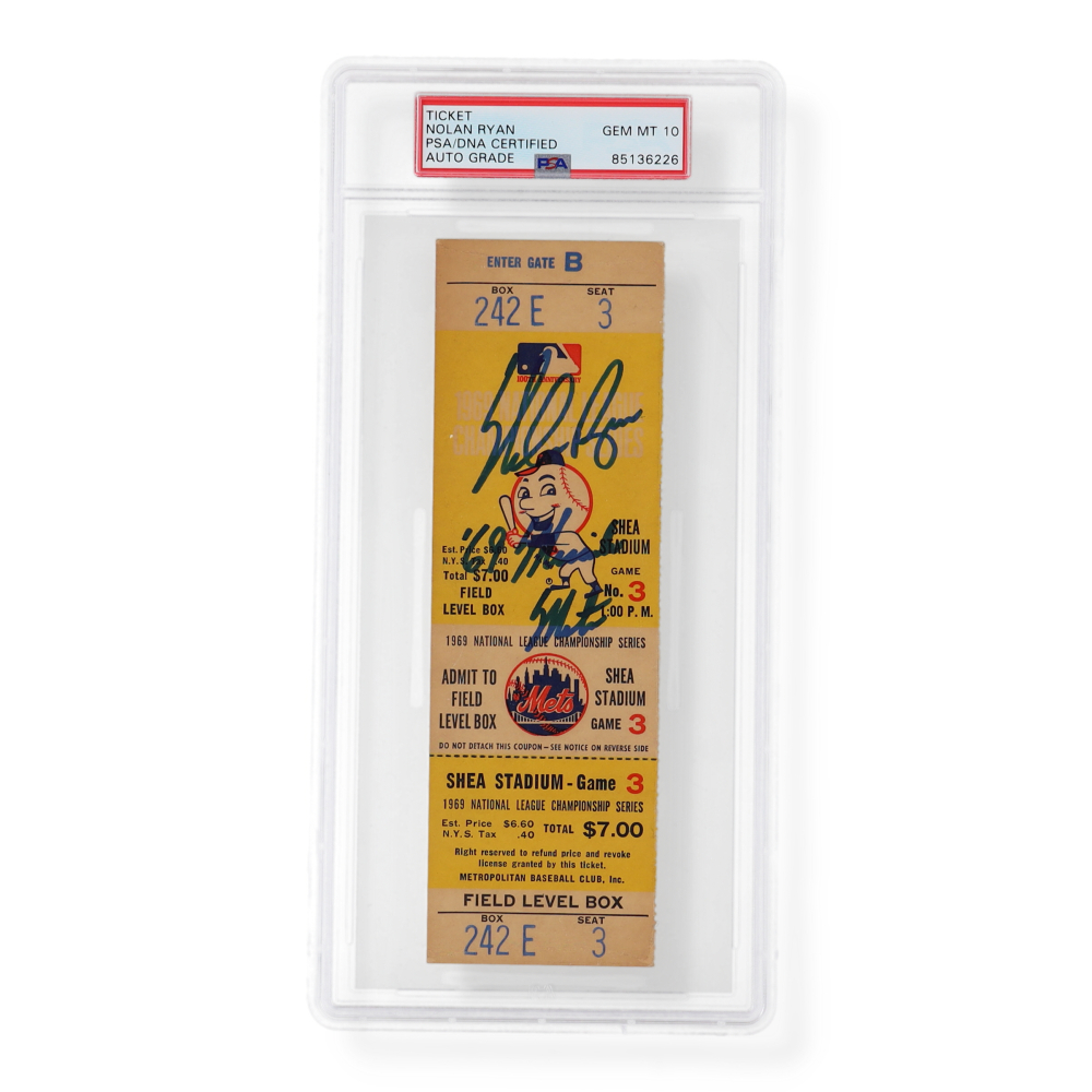 Nolan Ryan Signed 1969 National League Playoffs Game 3 Shea Stadium ...