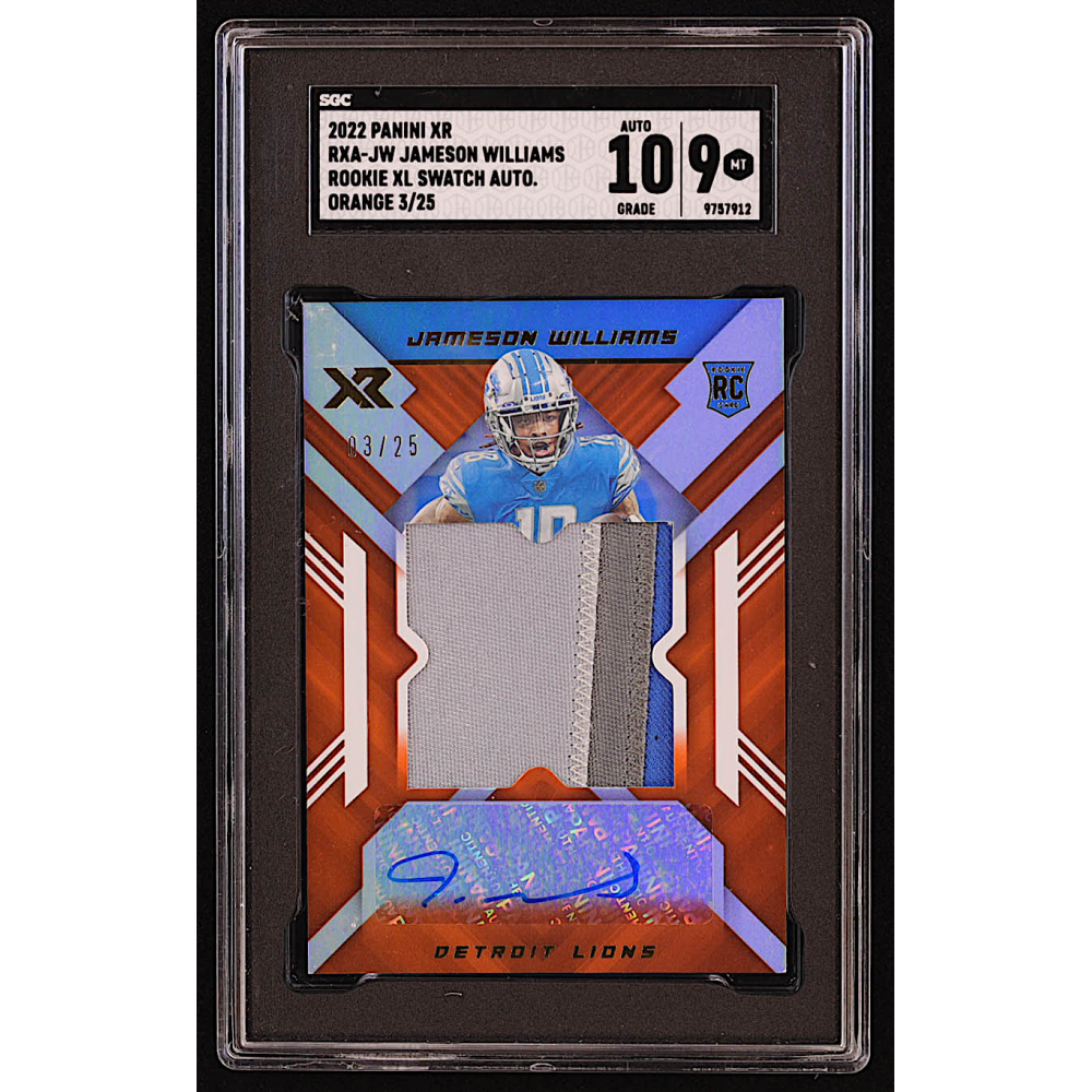 Jameson Williams 2022 Panini XR Rookie XL Swatch Autographs Orange #6 ...