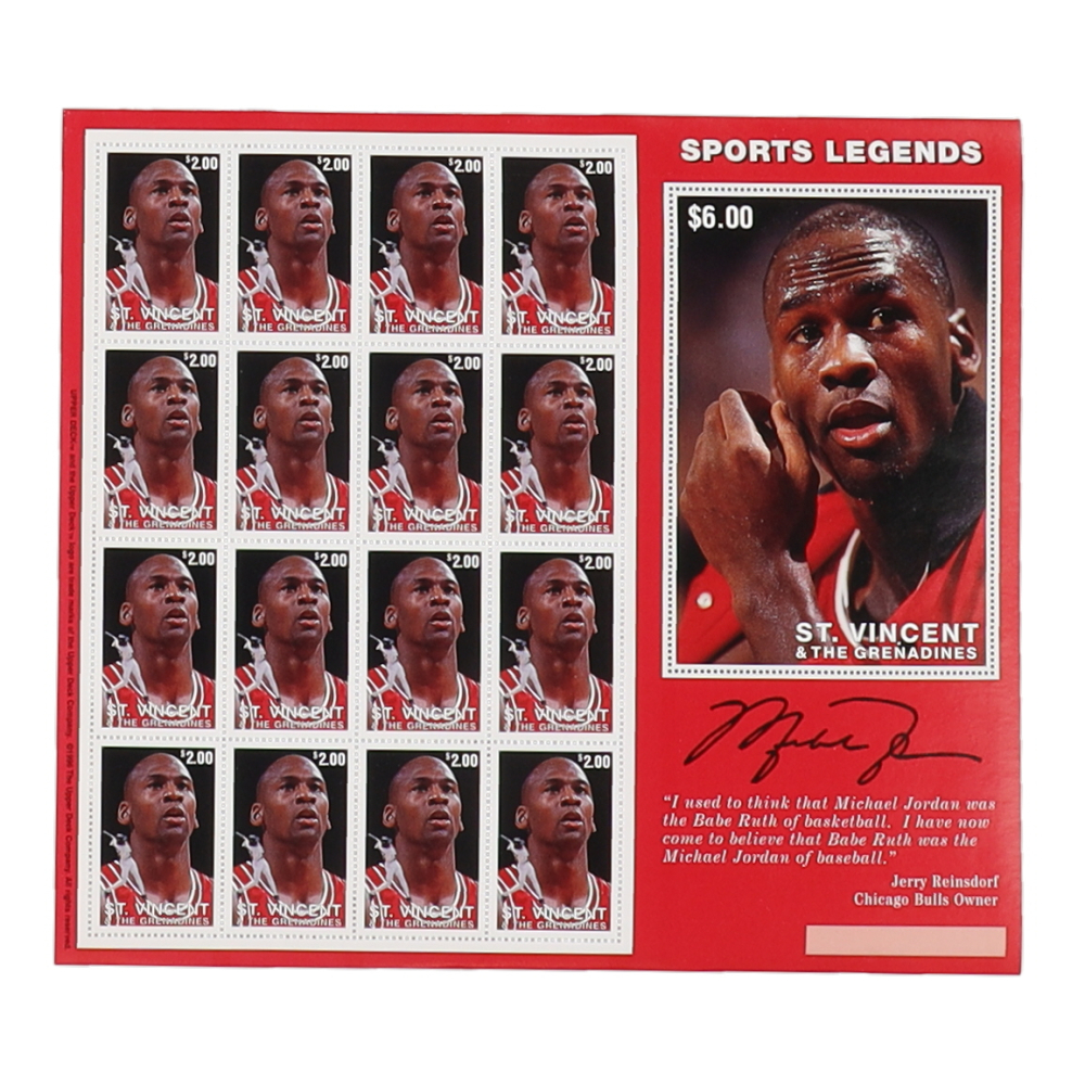 Michael Jordan Bulls Full Uncut Postage Stamp Sheet With (16) Stamps ...