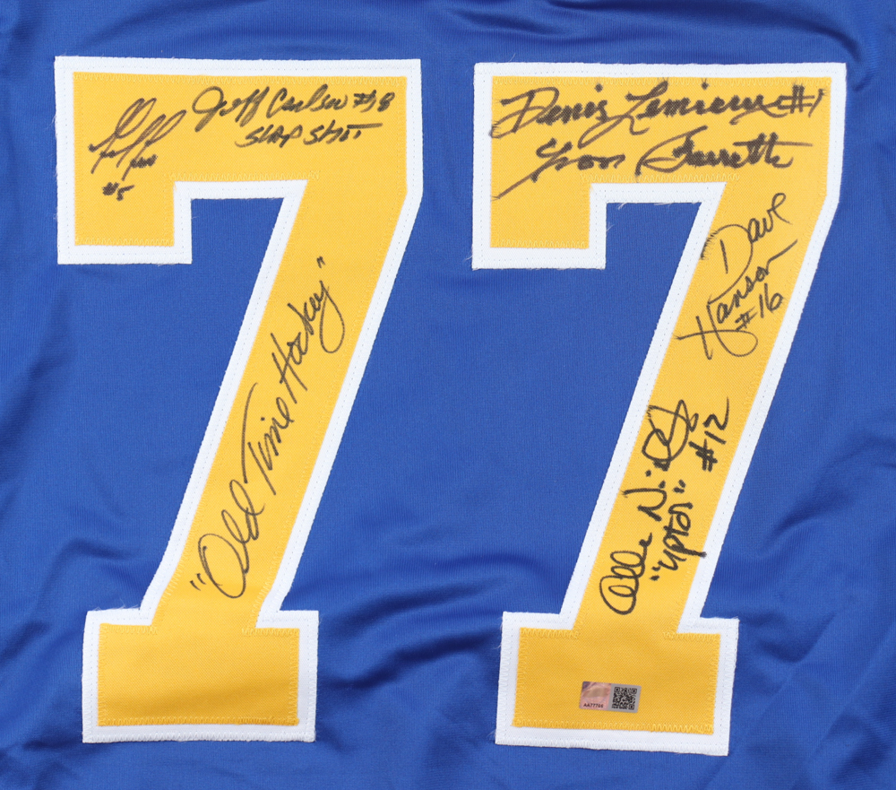 "Slap Shot" Jersey Signed By (5) with Jeff Carlson, Dave Hanson, Allan ...