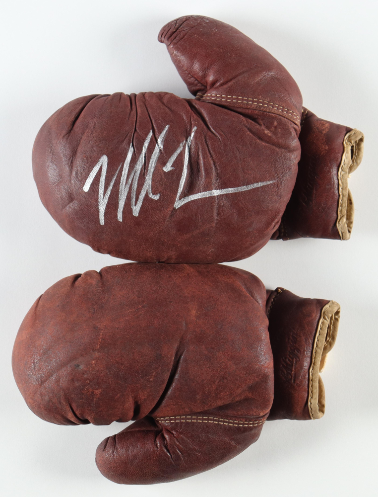 Mike Tyson Signed JC Higgins Burgundy Leather Boxing Glove In Photo ...