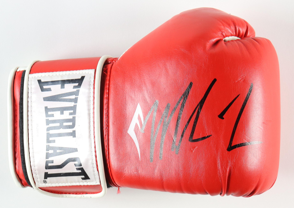 Mike Tyson Signed Red Everlast Boxing Glove In Photo Back Display Case ...