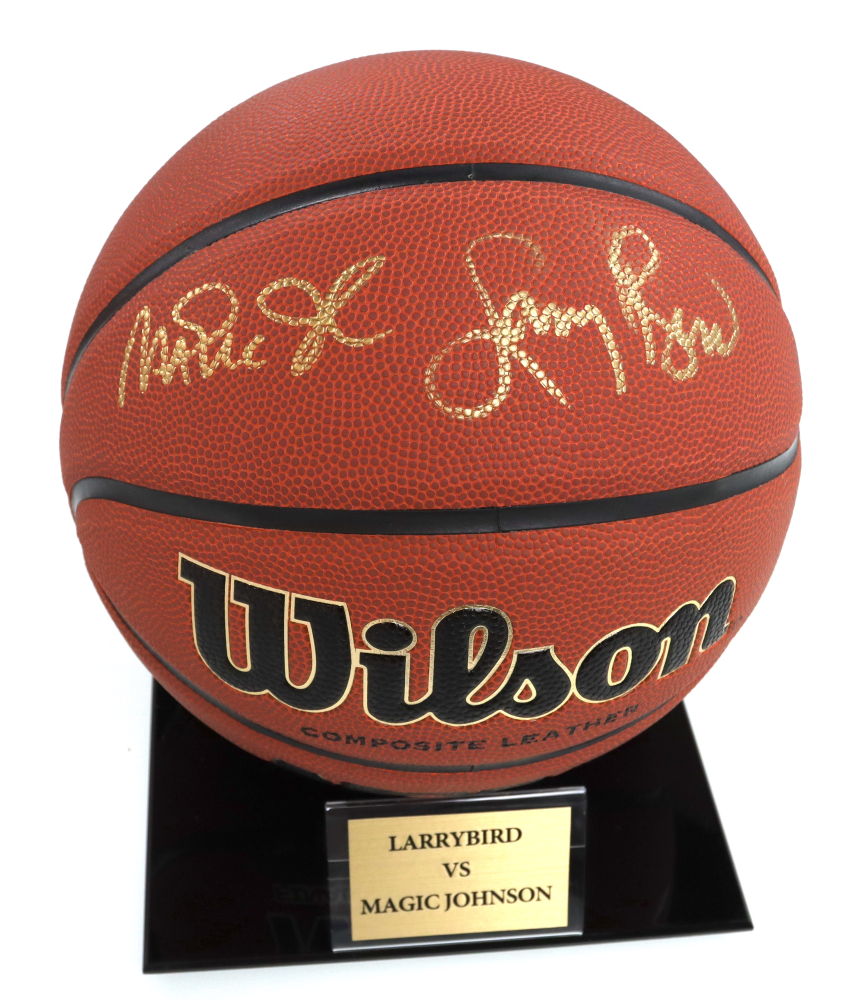 Magic Johnson & Larry Bird Signed NCAA Final Four Edition Basketball ...