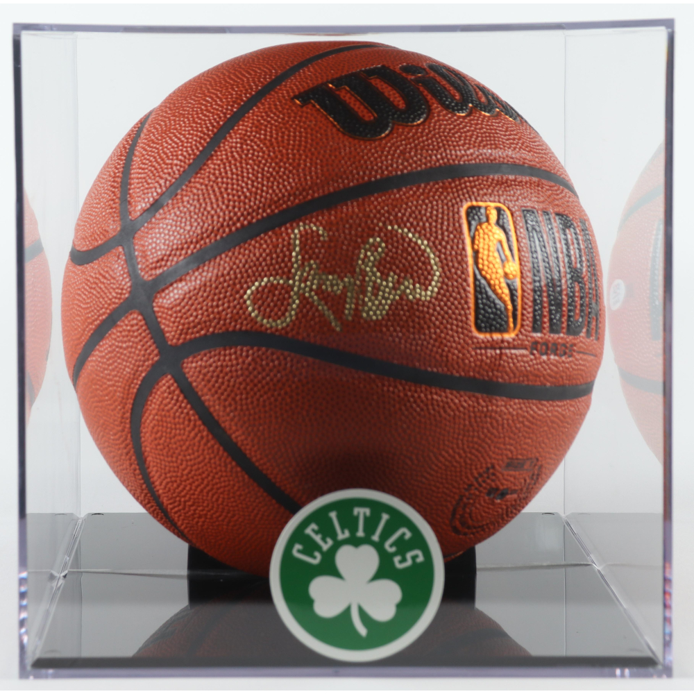 Larry Bird Signed NBA Forge Basketball With Celtics Acrylic Display ...