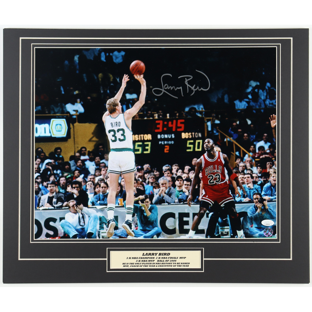 Larry Bird Signed Celtics Custom Matted Photo Display (JSA) | Pristine ...