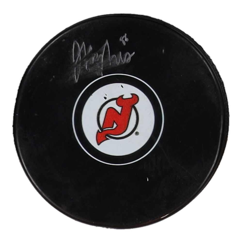 Jack Hughes Signed Devils Logo Hockey Puck (Fanatics) | Pristine Auction