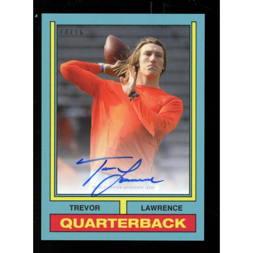 Trevor Lawrence 2021 Topps X Trevor Lawrence Autographs Teal / 1974 ...
