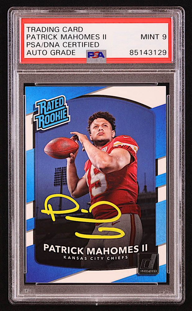 Patrick Mahomes II Signed 2017 Donruss #327 RR RC (PSA | Auto Grade 9 ...