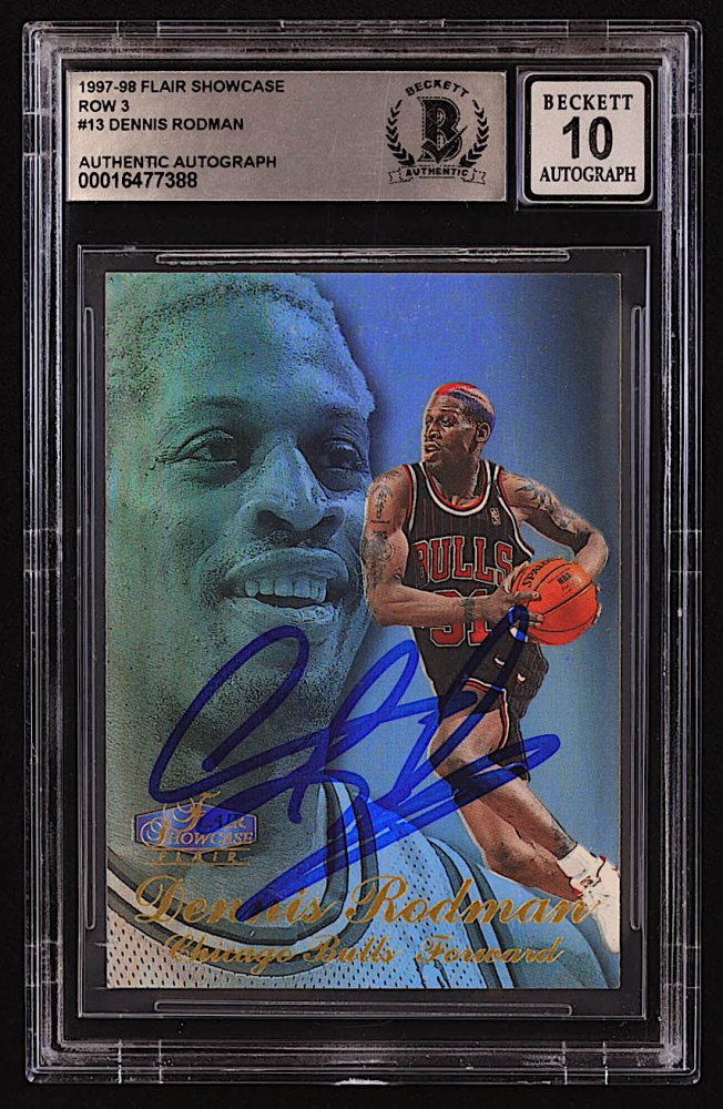 Dennis Rodman Signed 1997-98 Flair Showcase Row 3 #13 (BGS | Auto 10 ...