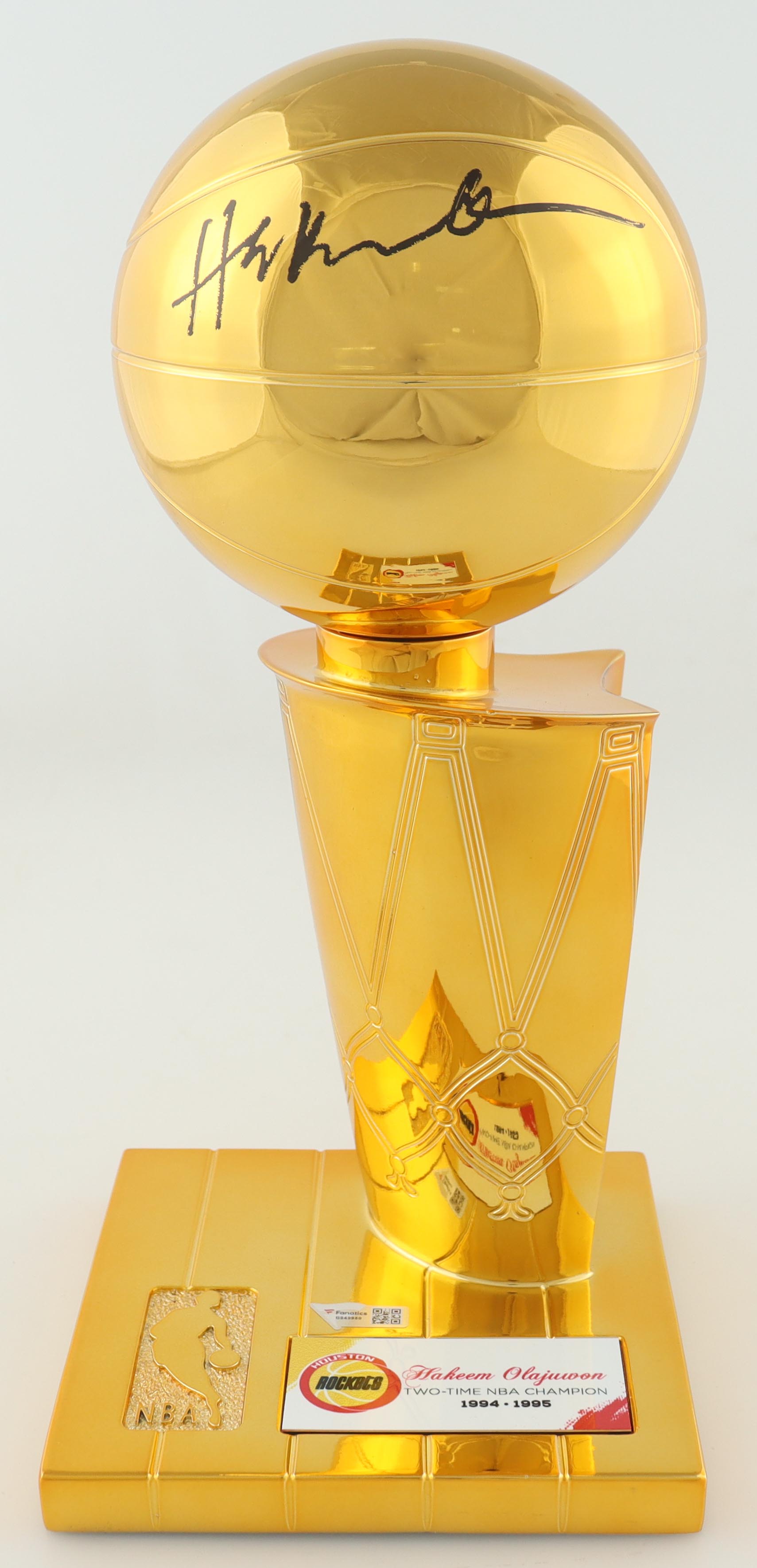 Hakeem Olajuwan Signed Rockets 1994-1995 NBA Champions 12" Replica ...