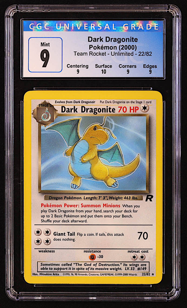 Dark Dragonite 2000 Pokemon Team Rocket Unlimited #22 (CGC 9 ...
