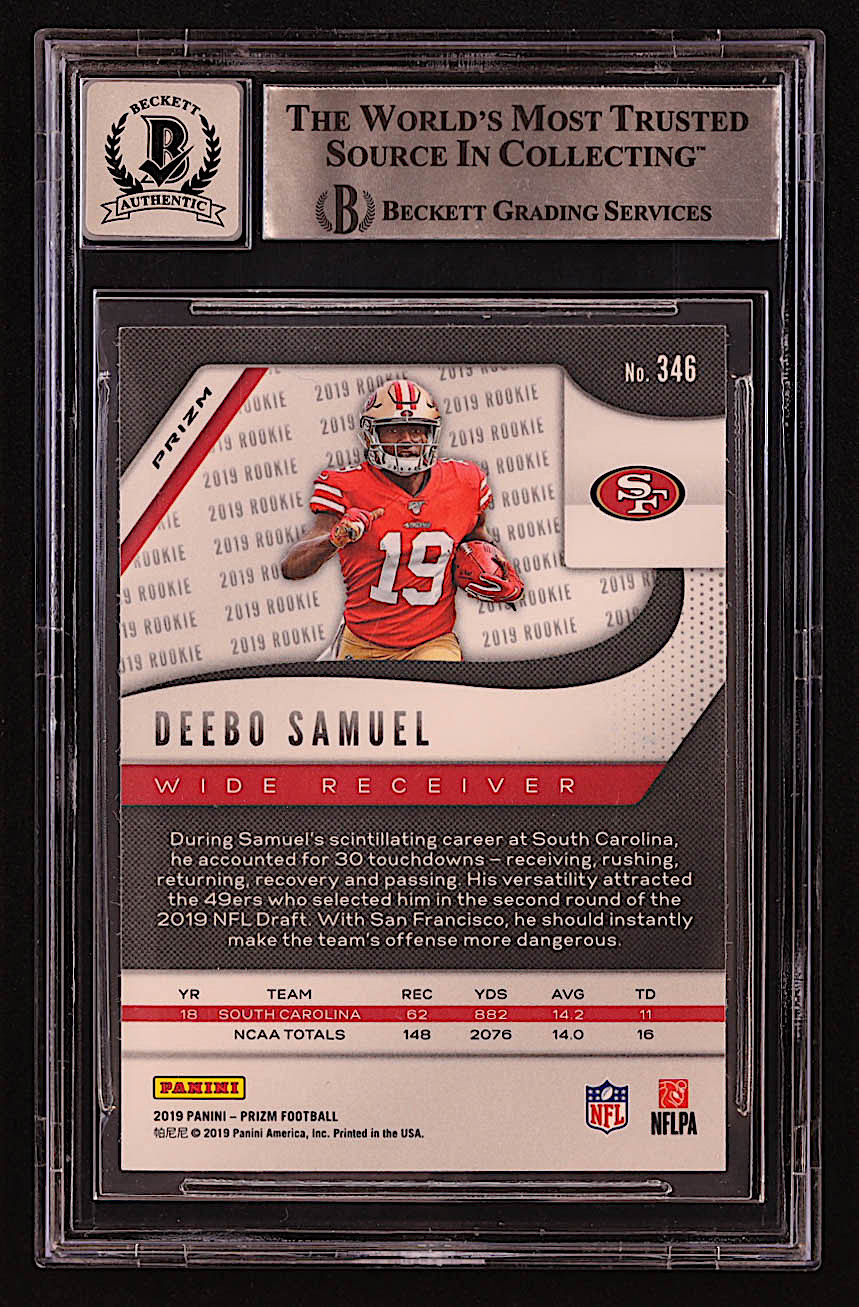 Deebo Samuel Signed 2019 Panini Prizm Prizms Red Ice #346 RC (BGS ...