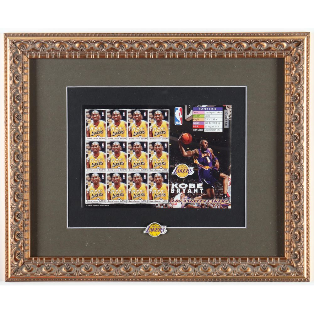 Kobe Bryant Lakers Uncut Postage Stamp Sheet Custom Framed Display With ...