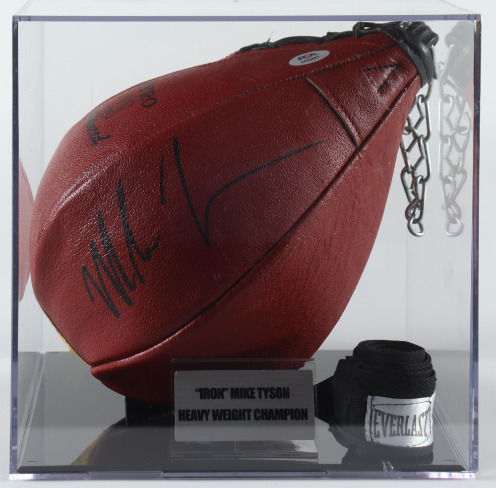 Mike Tyson Signed Everlast Speed Bag with Wrist Wrap & Display Case ...