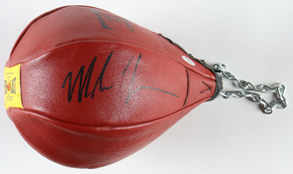 Mike Tyson Signed Everlast Speed Bag with Wrist Wrap & Display Case ...