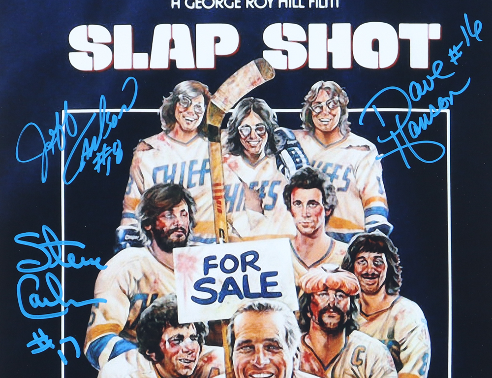 Jeff Carlson, Steve Carlson & David Hanson Signed "Slap Shot" 11x17 Movie Poster Photo (TSE ...