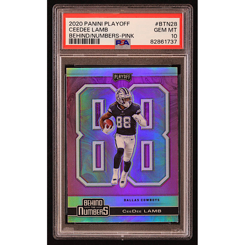 CeeDee Lamb 2020 Playoff Behind the Numbers Pink #28 RC (PSA 10 ...