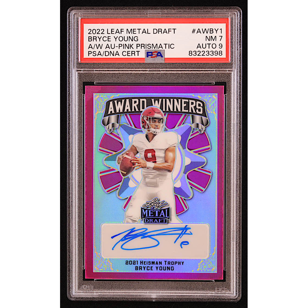 Bryce Young 2022 Leaf Metal Draft Award Winners Prismantic Pink #AWBY1 ...