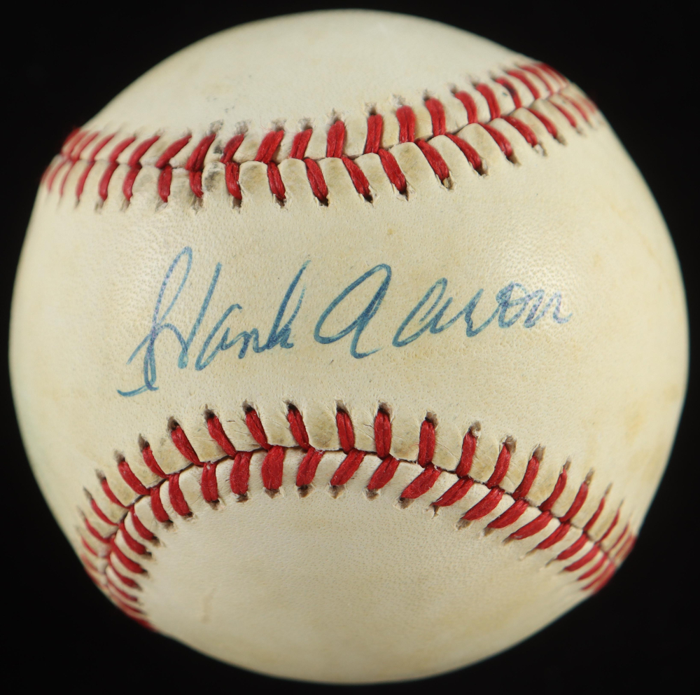 Hank Aaron Signed ONL Baseball With Display Case (PSA) | Pristine Auction